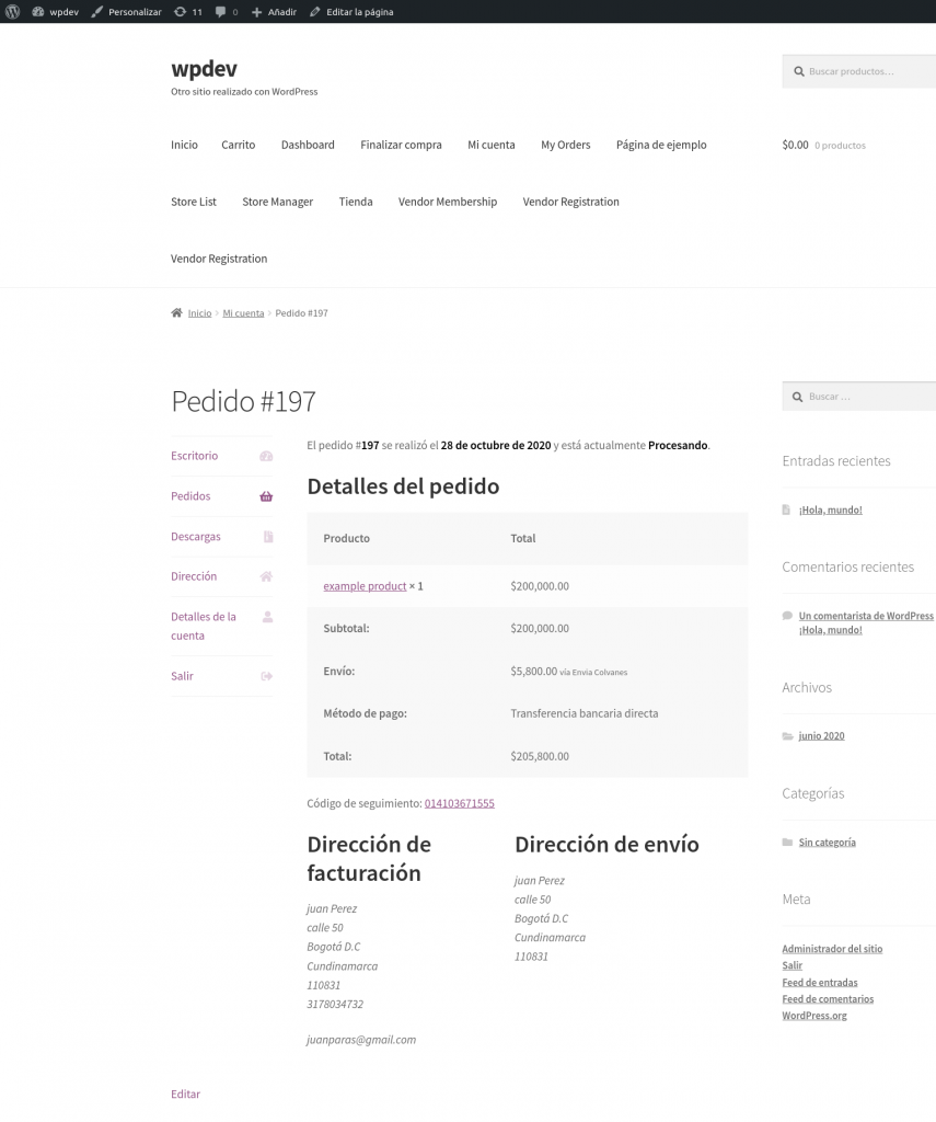 seguimiento en linea